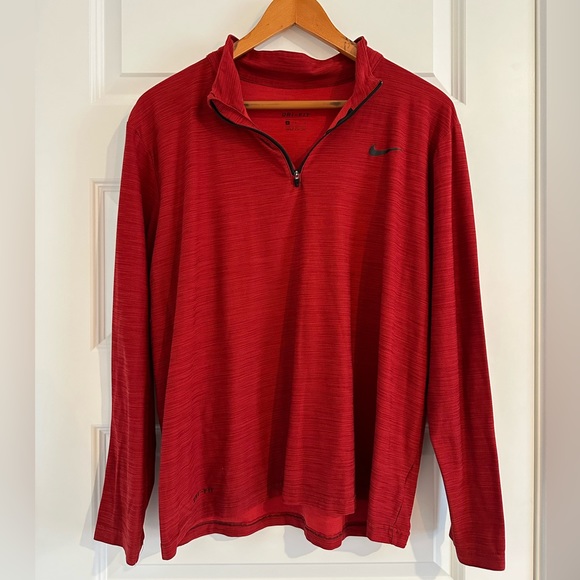 Nike | Shirts | Nike Red Quarter Zip Drifit Pullover | Poshmark